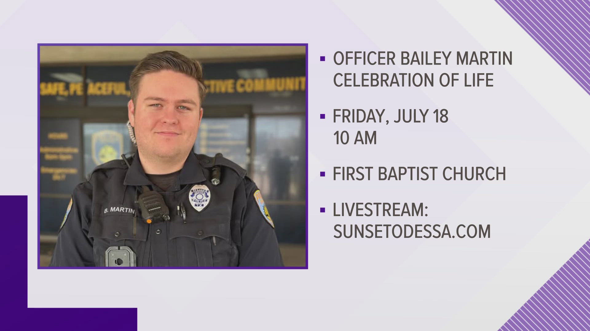 Odessa sets route for Fallen Officer Martin's funeral | newswest9.com