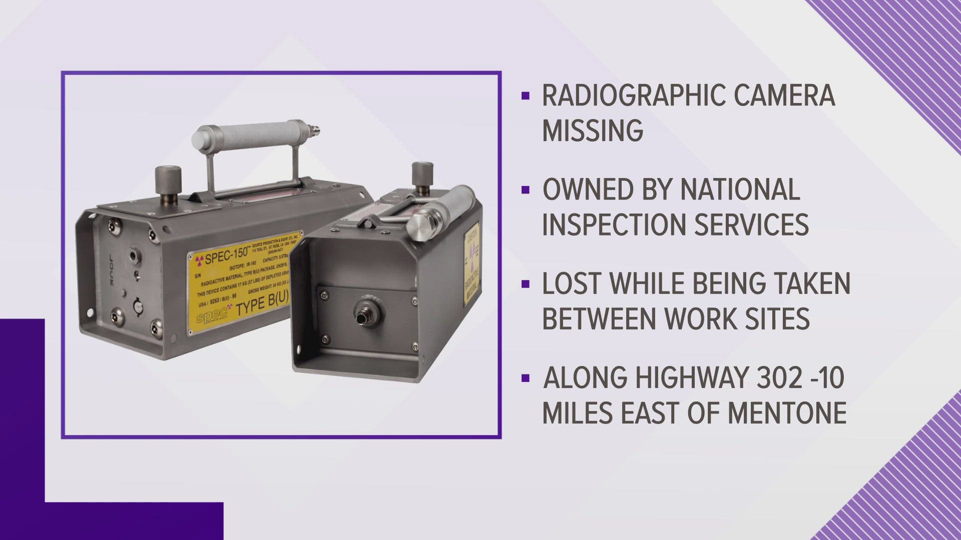 Radioactive Exposure Device lost in the Loving County area; reward ...