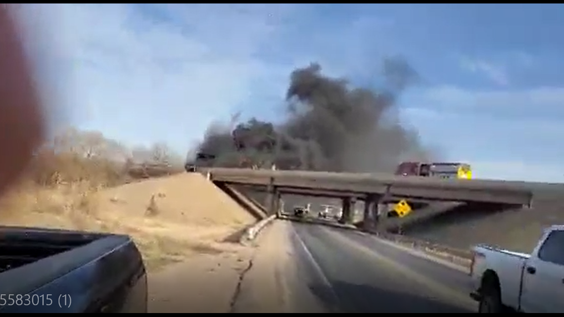 18-wheeler catches fire, closes I-20, Loop 250 overpass | newswest9.com