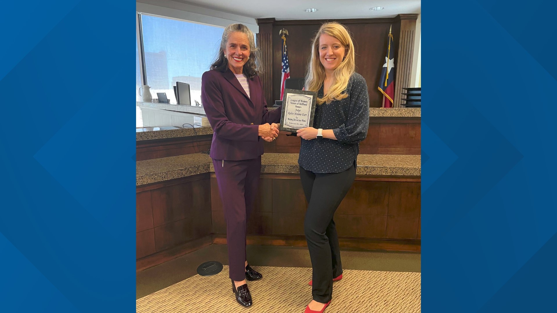 The League of Women Voters of Midland honors Judge Robin Malone Darr as ...