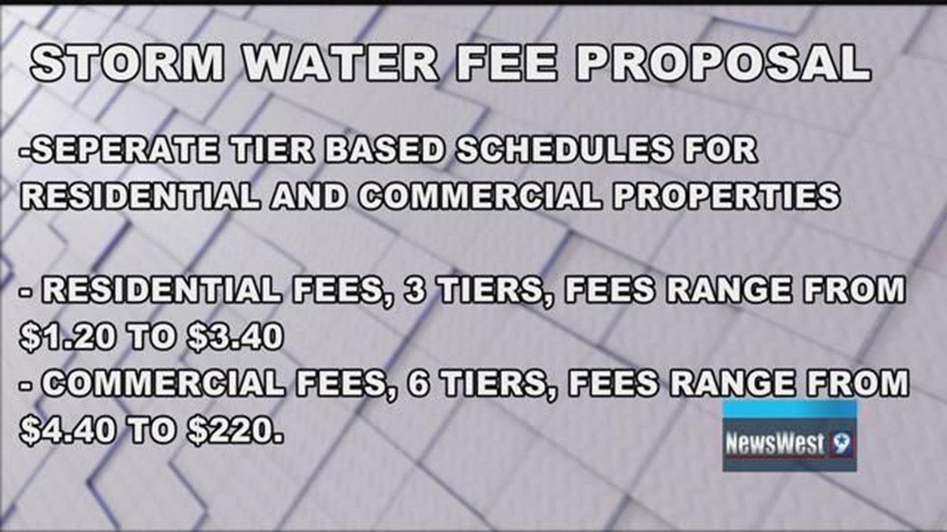 Proposed storm water fee set for public hearing on Tuesday | newswest9.com
