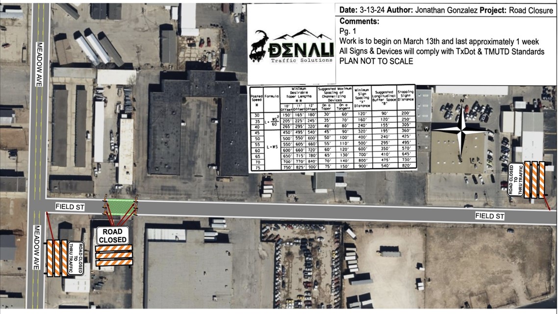Closure on Field Street to start March 13 | newswest9.com