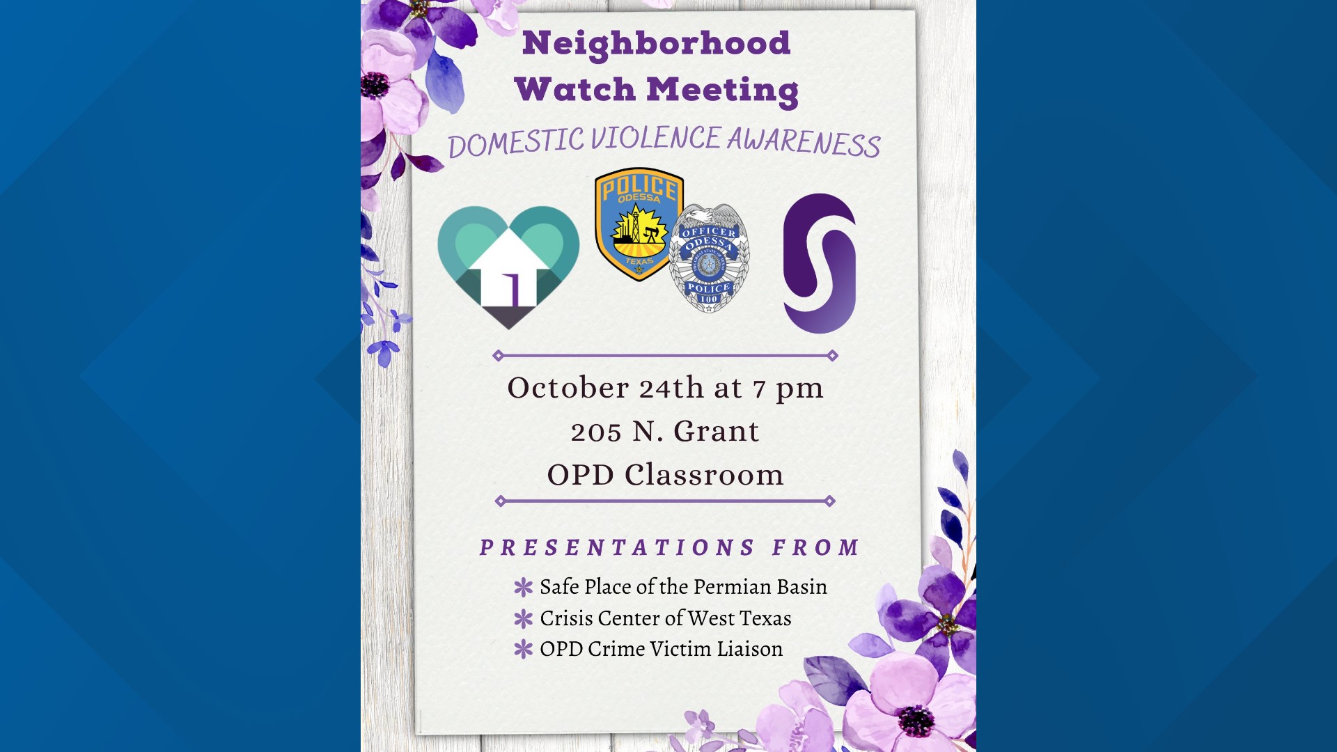 OPD to hold neighborhood watch meeting on Oct. 24 | newswest9.com