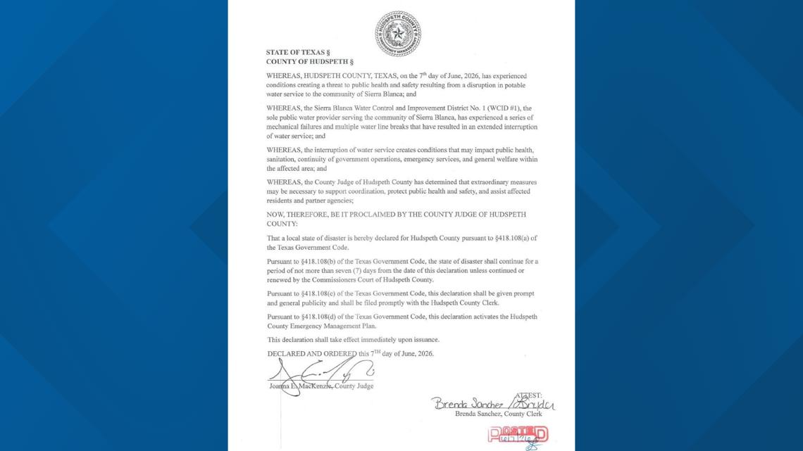 Hudspeth County officials declare "local state of emergency," as Sierra ...