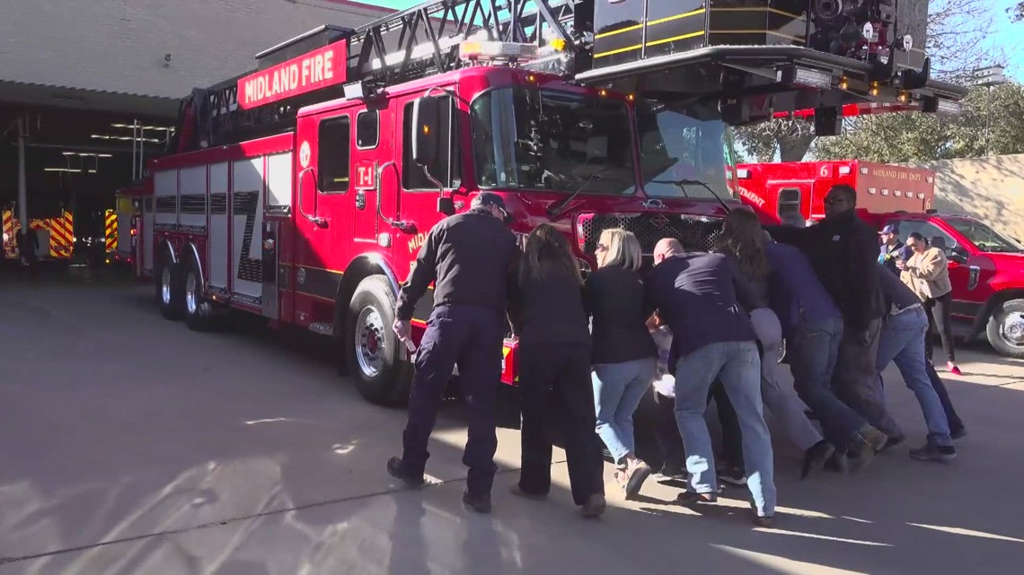 Midland Central Fire Station hosts firetruck push in ceremony ...