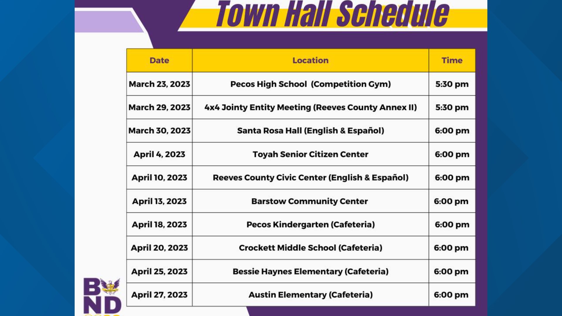 PBTISD to host Town Hall meetings before May 2023 Bond Election ...