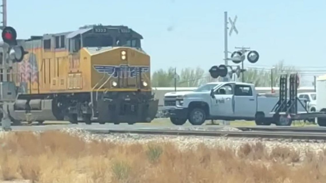 Train hits truck stuck on tracks at BI-20, W. Industrial | newswest9.com