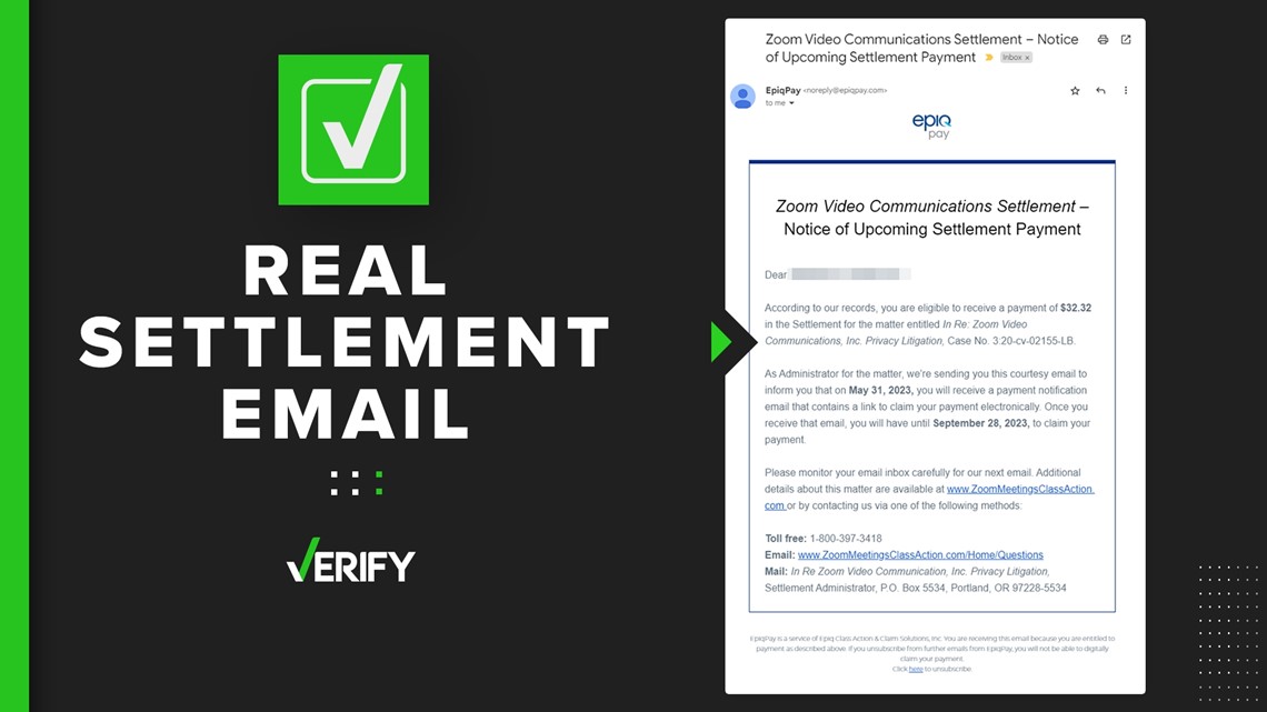 Zoom class action settlement payment emails are real | newswest9.com
