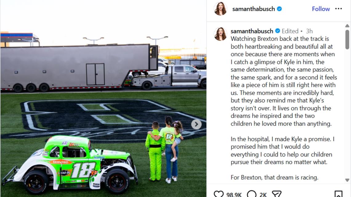 'We race on': Samantha Busch shares post about son's return to racing ...